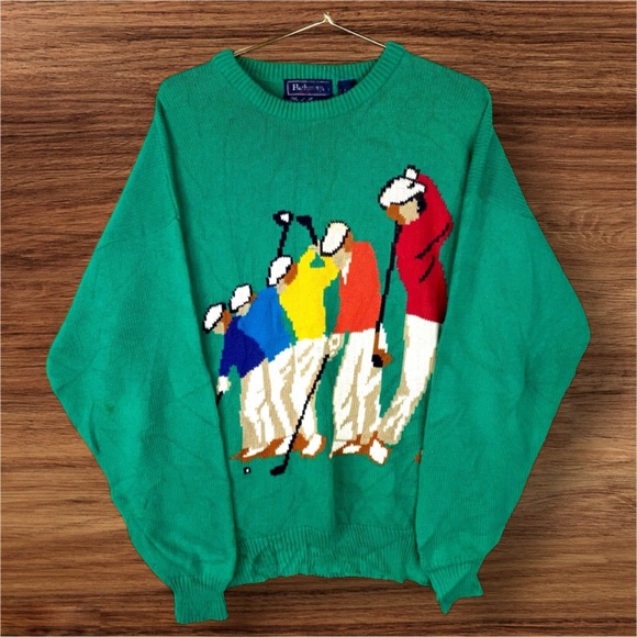 Vintage | Sweaters | Vintage Hathaway Golf Sweater Aop Hand Intarsia ...